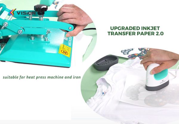 The comparison of Inkjet light heat transfer paper 1.0 and 2.0